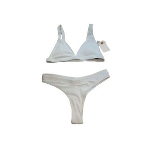 Double Zero | Swim | White Ribbed Bikini Nwt | Poshmark